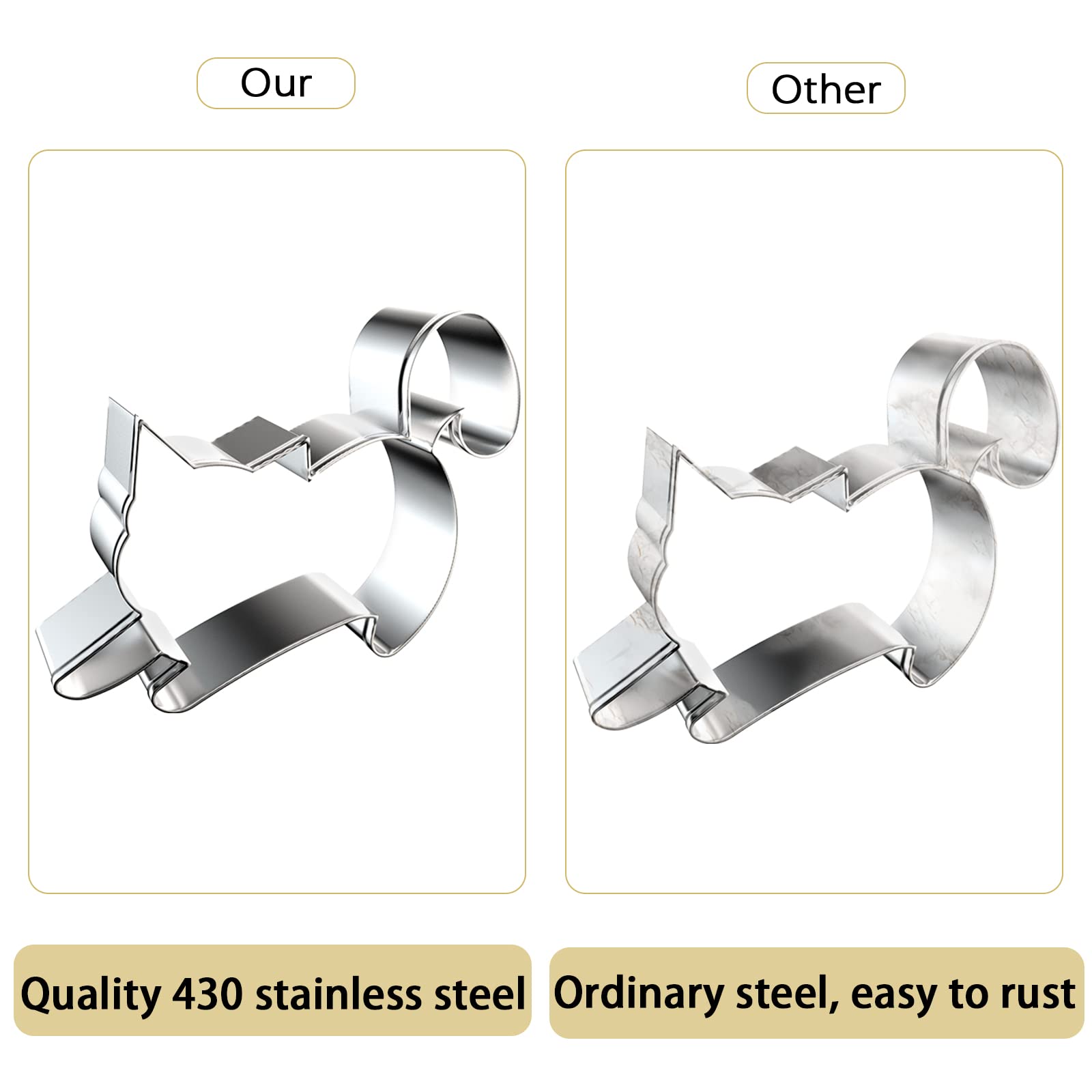 9 PCS Cat Cookie Cutters Set, Assorted Cat Shape Metal Cookie Cutters, Cat Face, Cat Butt, Cat Paw Cookie Cutters Molds for Baking Cat Party Supplies, Silver
