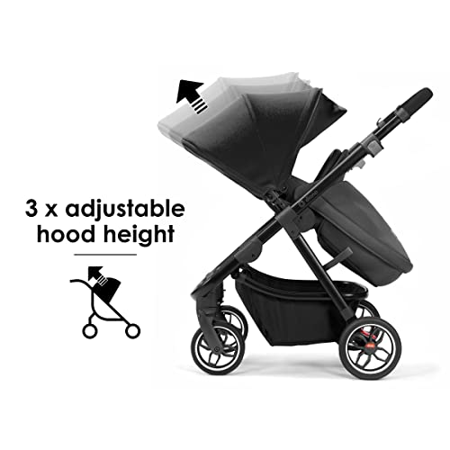 Diono Excurze Baby, Infant, Toddler Stroller, Perfect City Travel System Stroller and Car Seat Compatible, Adaptors Included Compact Fold, Narrow Ride, XL Storage Basket, Black Midnight
