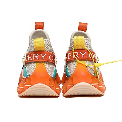 Ahico Mens Running Sneakers Walking Shoes Mesh Comfortable Lightweight Tennis Breathable Sport Casual Athletic Workout Orange, 9.5