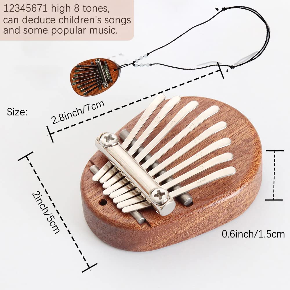 8 Key Kalimba Mini Thumb Piano, Portable Finger Piano, Marimba Musical Thumb Piano with Lanyard, Musical Instruments Gift for Kids and Adults Beginners