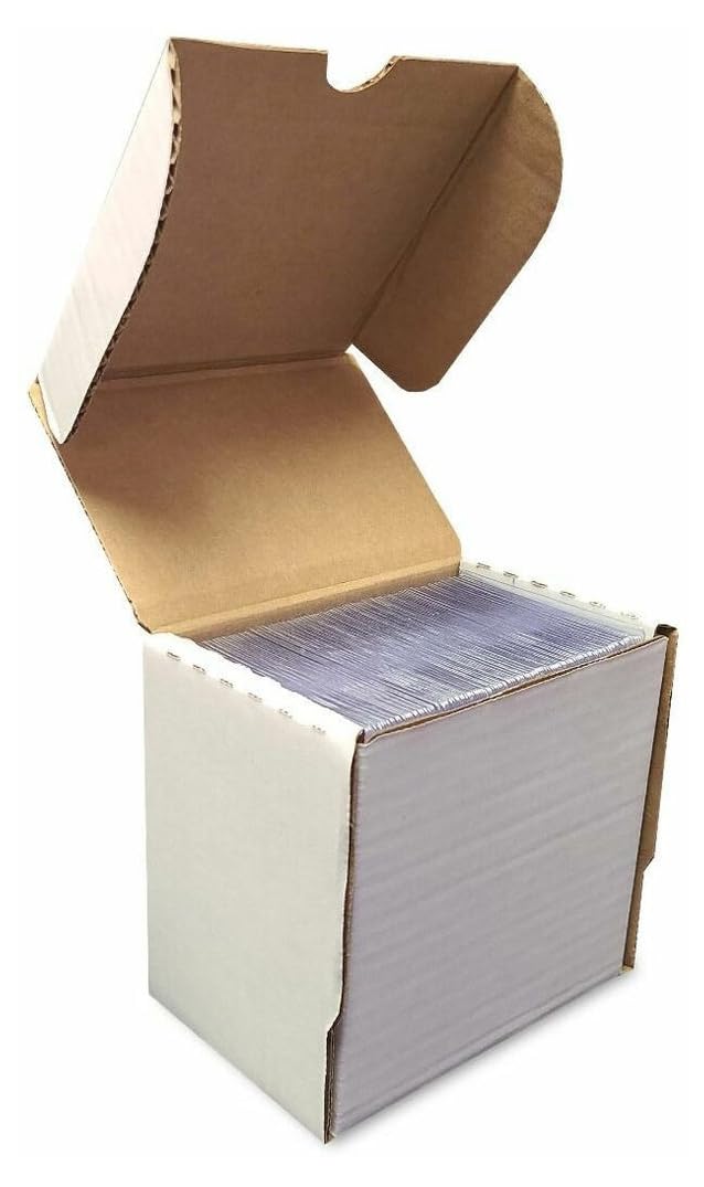 BCW Semi Rigid #1 Card Holder Storage Box - 5 Inches | Holds 130 Semi-Rigid Card Holders | Vertical Trading Card Storage Box for Baseball, Pokemon, Sports Cards | Durable White Corrugated Cardboard