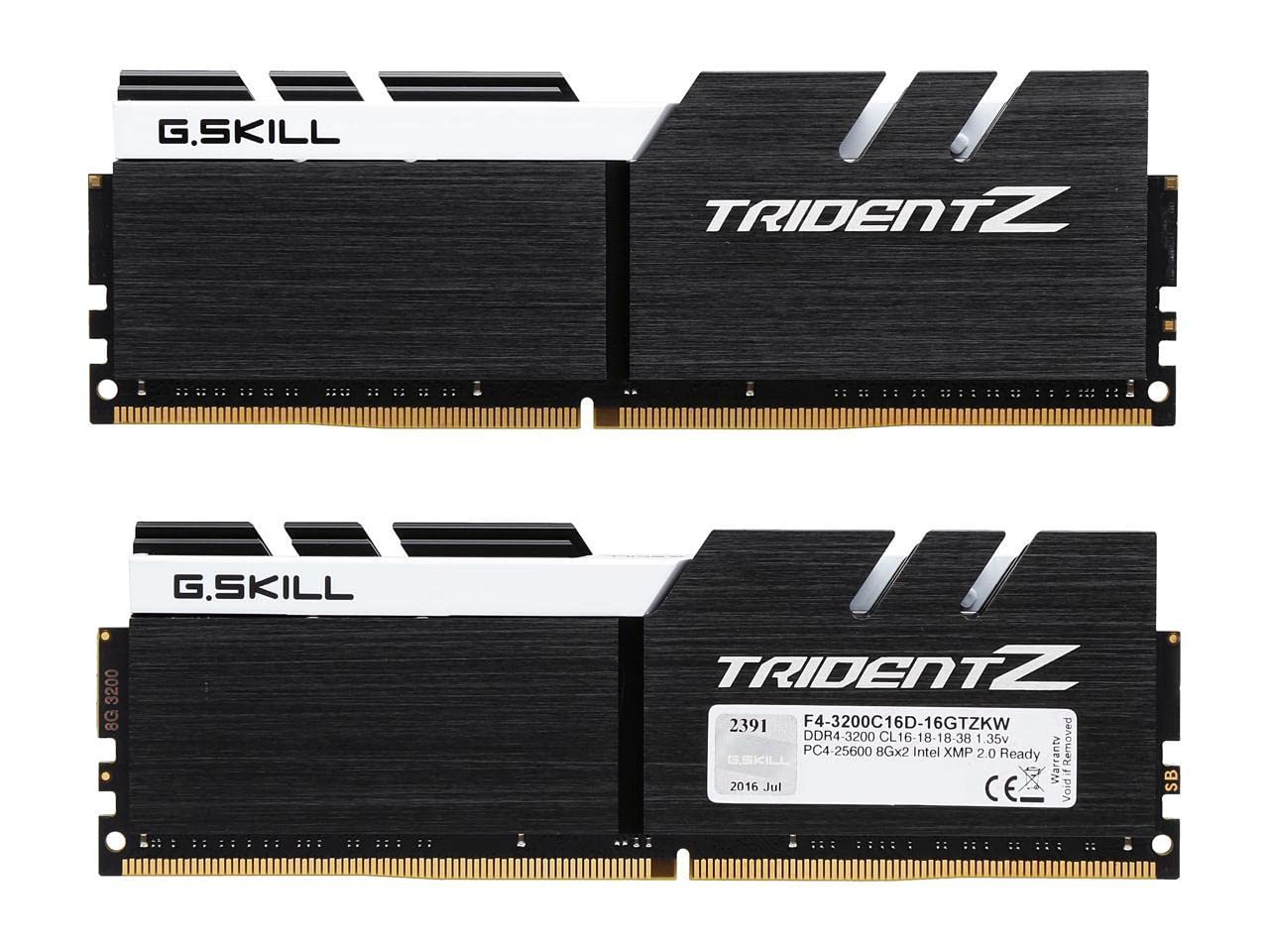 G.SKILL Trident Z Series 16GB (2 x 8GB) 288-Pin DDR4 3200 (PC4 25600) CL16-18-18-38 1.35V Desktop Memory F4-3200C16D-16GTZKW