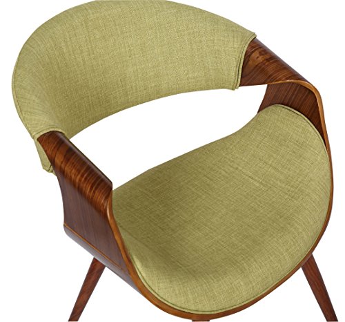 Armen Living Butterfly Mid Century Modern Dining Chair For Kitchen Office Desk Vanity in Green Fabric Upholstery and Walnut Wood Finish