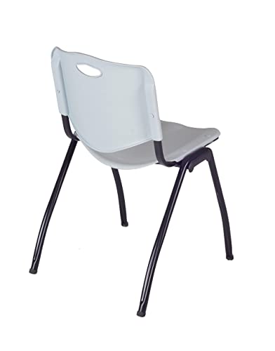 Kee 36" Square Breakroom Table- Maple/ Black & 4 'M' Stack Chairs- Grey