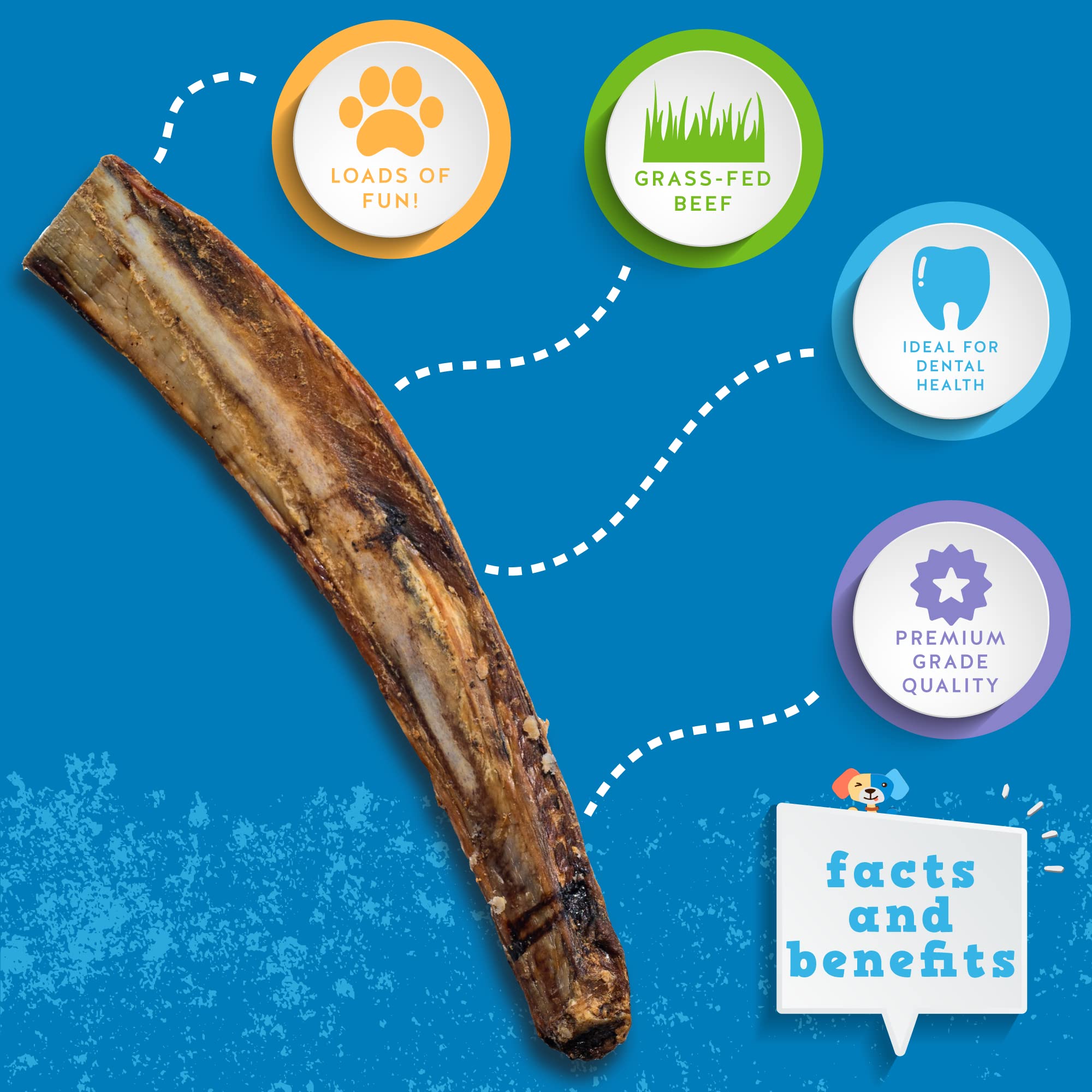Jack&Pup Rib Bones for Dogs | All Natural Large Dog Bones| Single Ingredient Dog Chew Bones for Medium Dogs (12 inch (6 Pack))