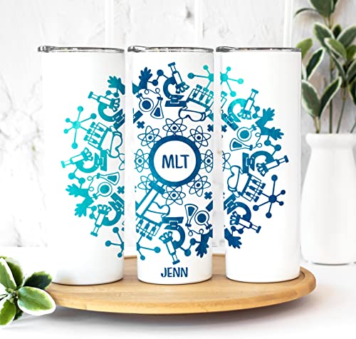 AVITO 20 oz Personalized Lab Tech Personalized Tumbler, Gift, Personalized Lab Tech Tumbler, Laboratory Technician Gift, Microscope, Med Tech, Stainless Steel, Vacuum Insulated