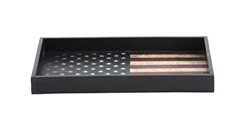 Deco 79 Wood Leather Trays, 21 by 19 by 17-Inch, Navy Blue, Set of 3