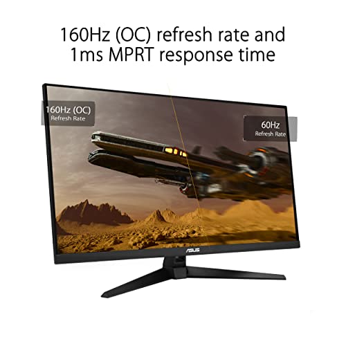 ASUS TUF Gaming 32” (31.5” viewable) 4K HDR DSC Gaming Monitor (VG32UQA1A) - UHD (3840 x 2160), 160Hz, 1ms, Extreme Low Motion Blur Sync, Freesync Premium, HDMI2.1, Speakers, 120% sRGB, DisplayHDR 400
