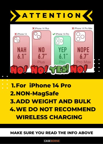 CaseBorne V Compatible with iPhone 14 Pro Case - Military Grade Full-Body Rugged with Kickstand and Built-in Screen Protector - Black