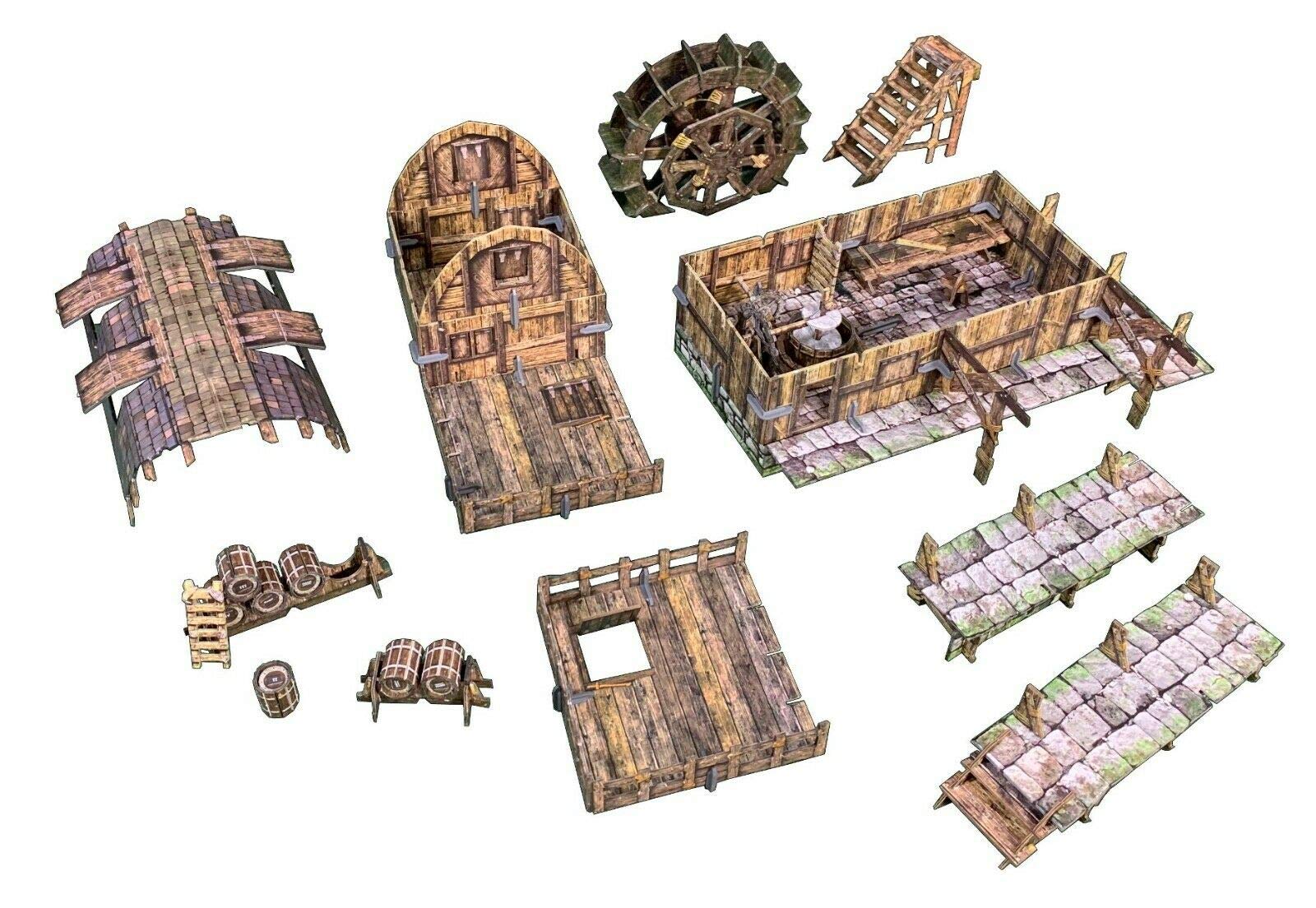 Battle Systems BAT-BSTFWE015 Fantasy Water Mill - Modular Multi Level Tabletop Wargames Terrain - Wargaming Scenery for 28mm to 35mm Miniatures