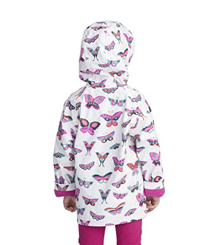 Hatley Girls' Little Button-Up Printed Rain Jacket, Groovy Butterflies, 2 Years
