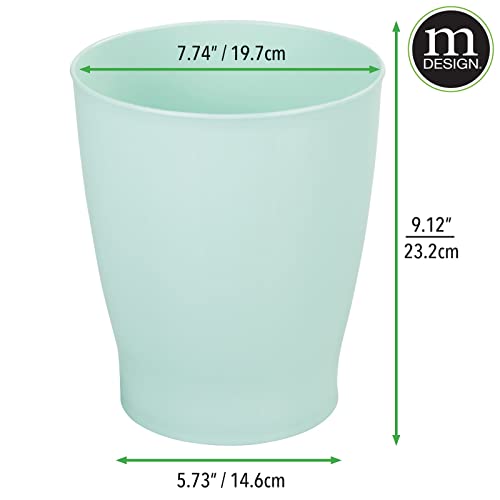 mDesign Round Plastic Bathroom Garbage Can, 1.25 Gallon Wastebasket, Garbage Bin, Trash Can for Bathroom, Bedroom, and Kids Room - Small Bathroom Trash Can - Fyfe Collection - Mint Green