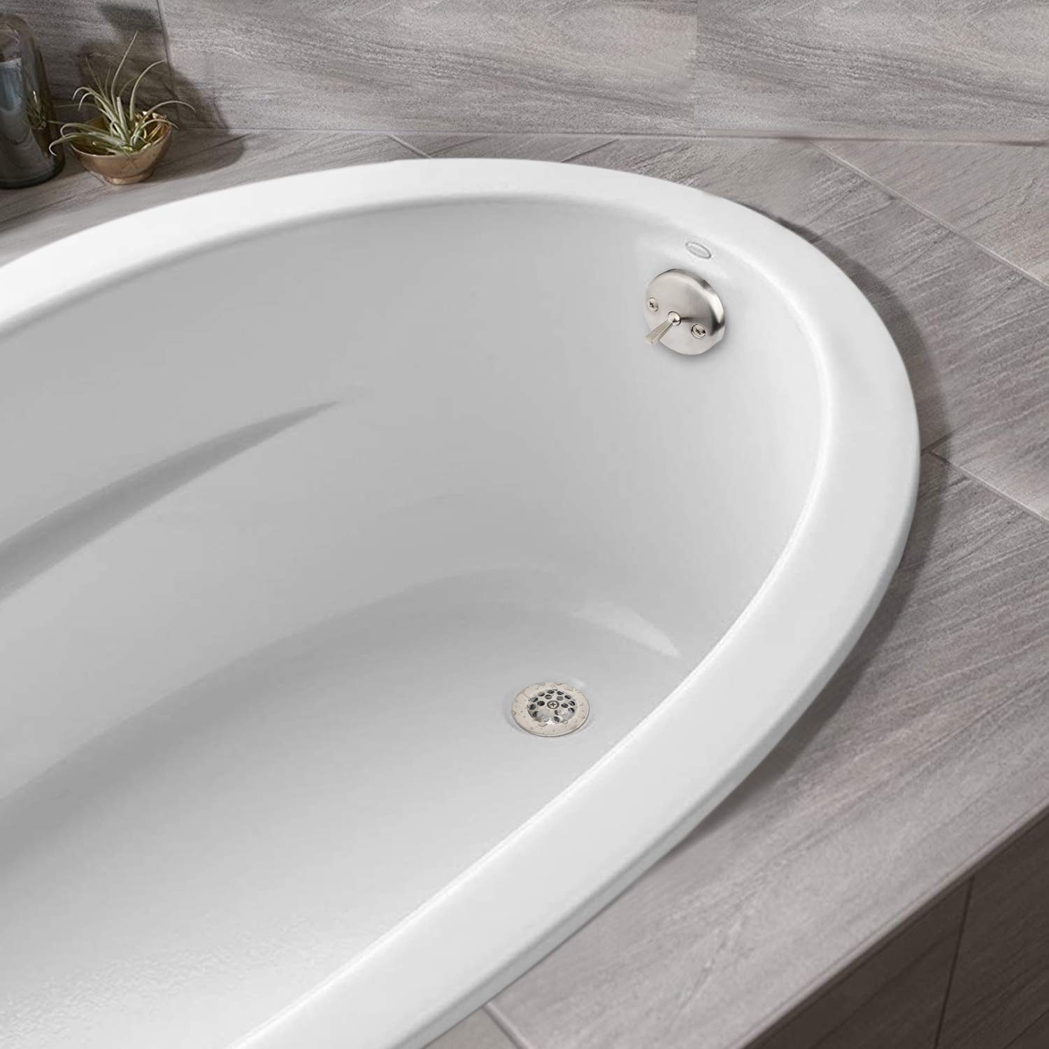 Artiwell Trip Lever Tub Trim Kit Set With Trip Lever Overflow Face Plate, Trip Lever Bathtub Drain with Strainer, Overflow and Matching Screws (BRUSHED NICKEL)