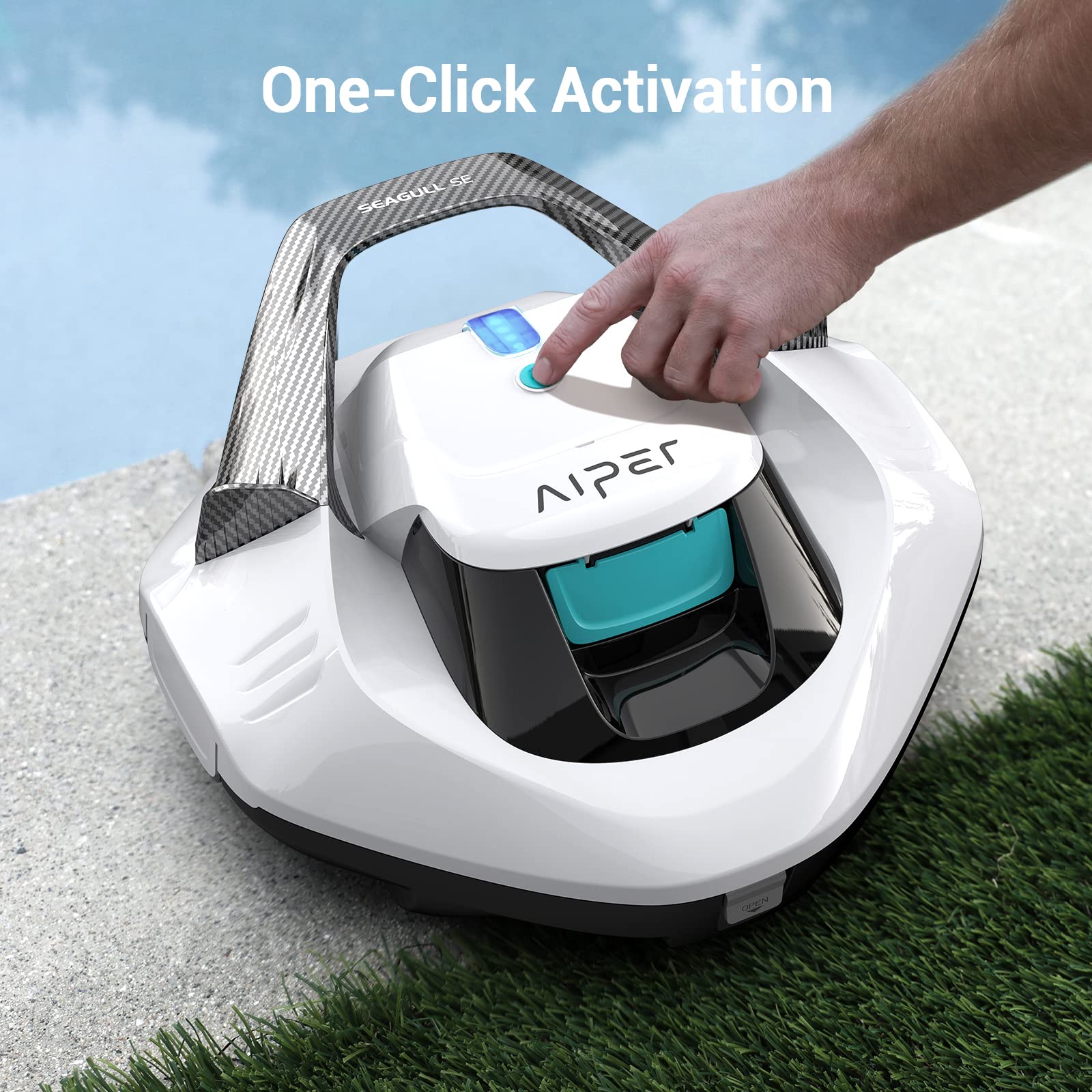 AIPER Seagull SE Cordless Robotic Pool Cleaner, Pool Vacuum Lasts 90 Mins, LED Indicator, Self-Parking, Ideal for Flat Pools up to 30 Feet in Length- White