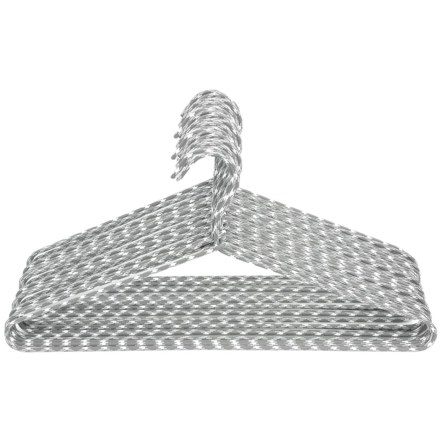 Rethink Your Room 30 Pack of Fabric Wrapped Metal Hangers - Durable and Stylish Closet Solution - Home Essentials - Soft Touch for Your Clothes - Warsaw Grey/White