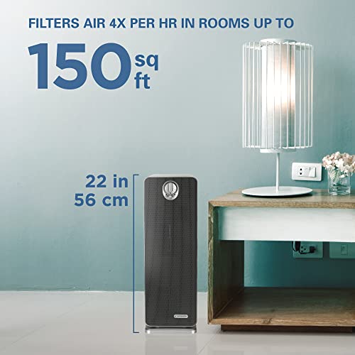 Germ Guardian AC4900CA 22” 3-in-1 True HEPA Filter Air Purifier for Home, Full Room, UV-C Light Kills Germs, Filters Allergies, Smoke, Dust, Pet Dander, & Odors, 3-Yr Wty, GermGuardian, Black