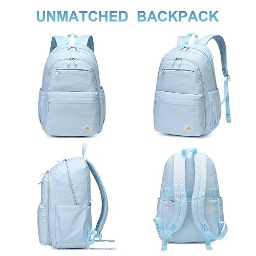 Caran·Y Kids' Backpacks Multipurpose, Waterproof,Spacious Lightweight School Bookbag for 15.6-inch Laptop,Bottle Side Pockets and Suitable for Ages 6 and Up Girl Boy Toddler Backpack(Aqua Blue)