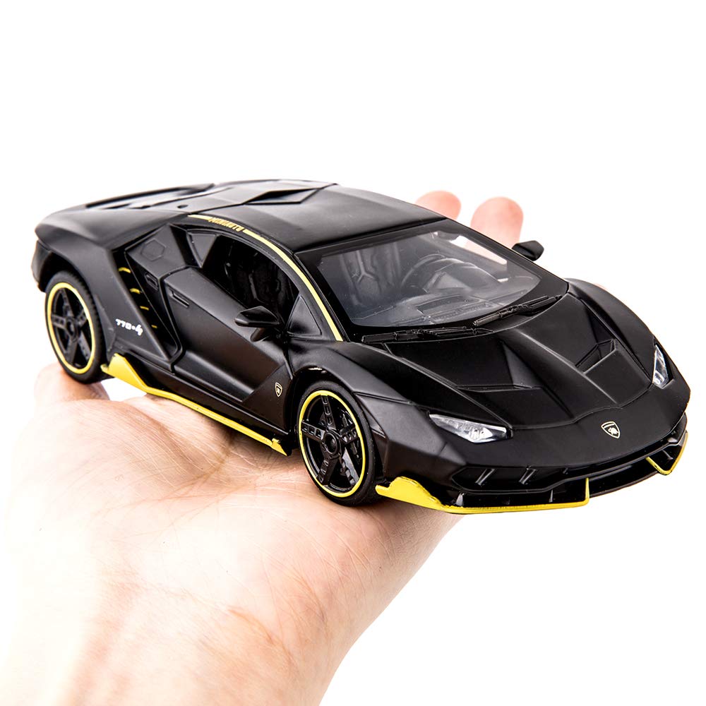 BDTCTK 1/24 Centenario LP770-4 Casting Model Car, Zinc Alloy Pull Back Toy car with Sound and Light for Kids Boy Girl Gift(Black)