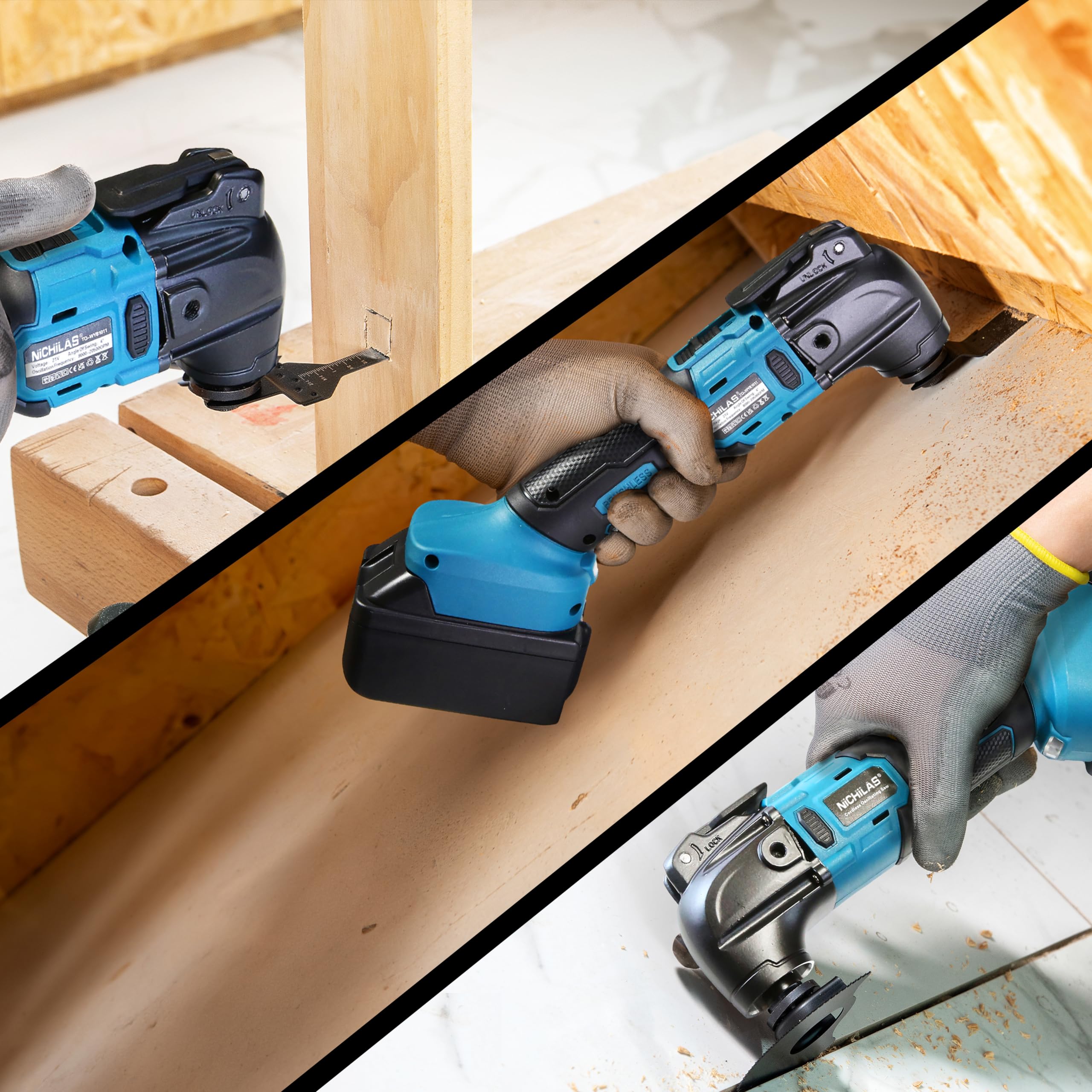 NICHILAS Oscillating Multi Tool for Makita 18V Battery, Brushless Motor 6 Speed Swinging Shovel, Sander (NO BATTERY)