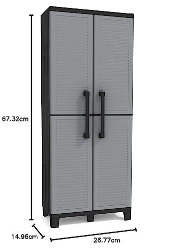 Keter Space Winner Resin Garage Storage Cabinet with Doors and Shelves - Perfect for Garage and Basement Organization