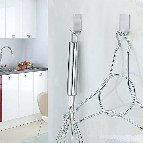 Small Adhesive Hooks Hat Hooks Organizer for Wall Stainless Steel Ultra Strong Wall Rack Hooks for Hanging Hats, Caps, Keys, Kitchen Utensils- Kitchen, Bathroom, Cabinet-20 Packs