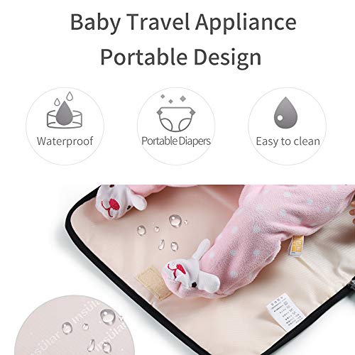 NIUXUAN 3 in 1 Waterproof Portable Changing Pad Diaper Travel Multifunction Baby Diaper Cover Mat Changing Pads Liners Folding Diaper Bags(Red)