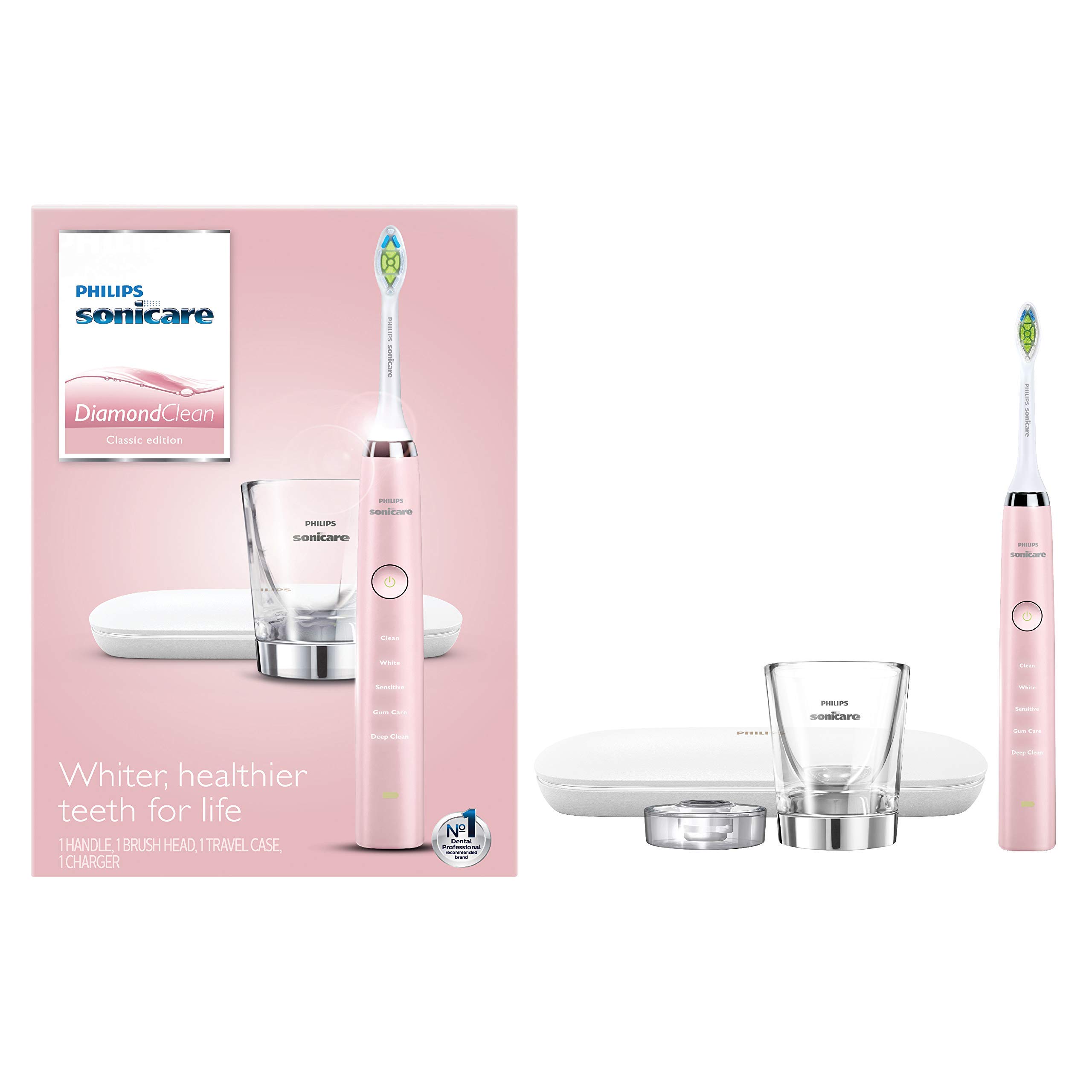 Philips Sonicare Diamondclean Classic Rechargeable Electric Power Toothbrush, Pink, HX9361/69