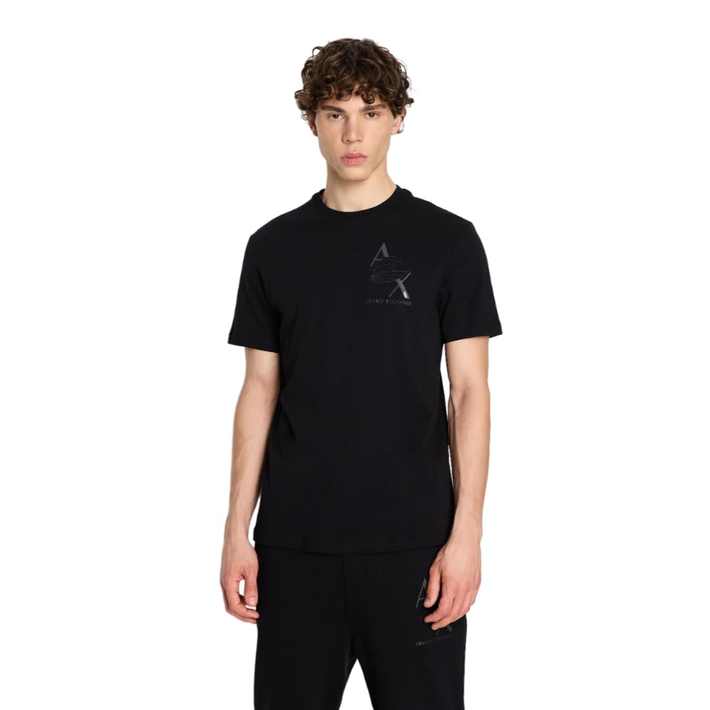 A | X ARMANI EXCHANGE Men's Slim Fit AX Eagle Tee, Black, M