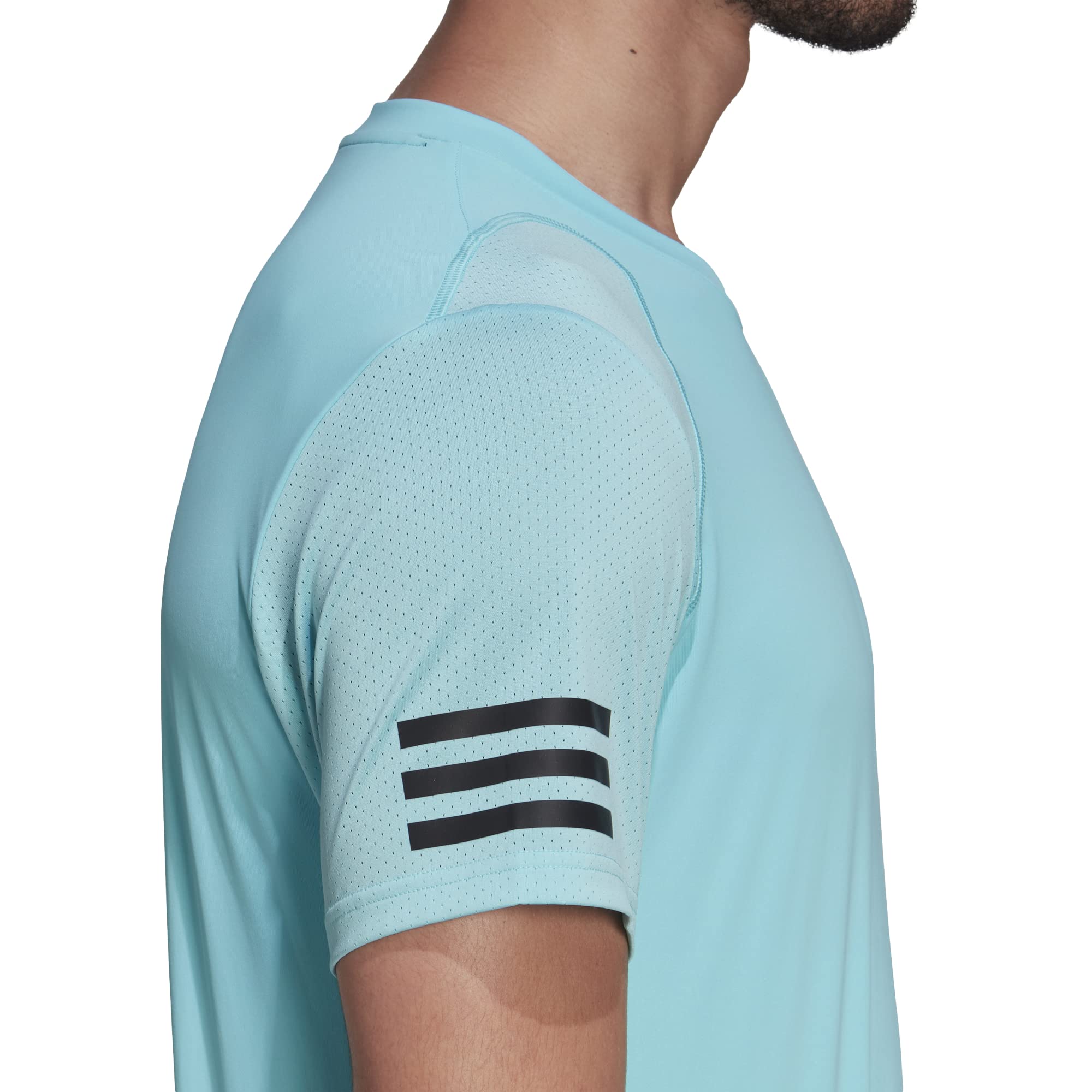 adidas Men's Club Tennis 3-Stripes Tee, Pulse Aqua/Black, X-Large