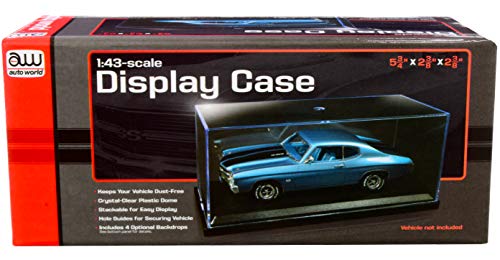 Acrylic Display Show Case with Black Plastic Base and 4 Display Backdrops for 1/43 Scale Model Cars by Autoworld AWDC020