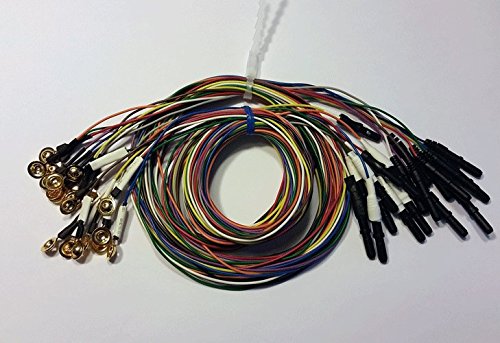 EEG Gold Cup Electrodes 48 Inch Wire with 1.5 DIN Plug Assorted Colors Package of 20