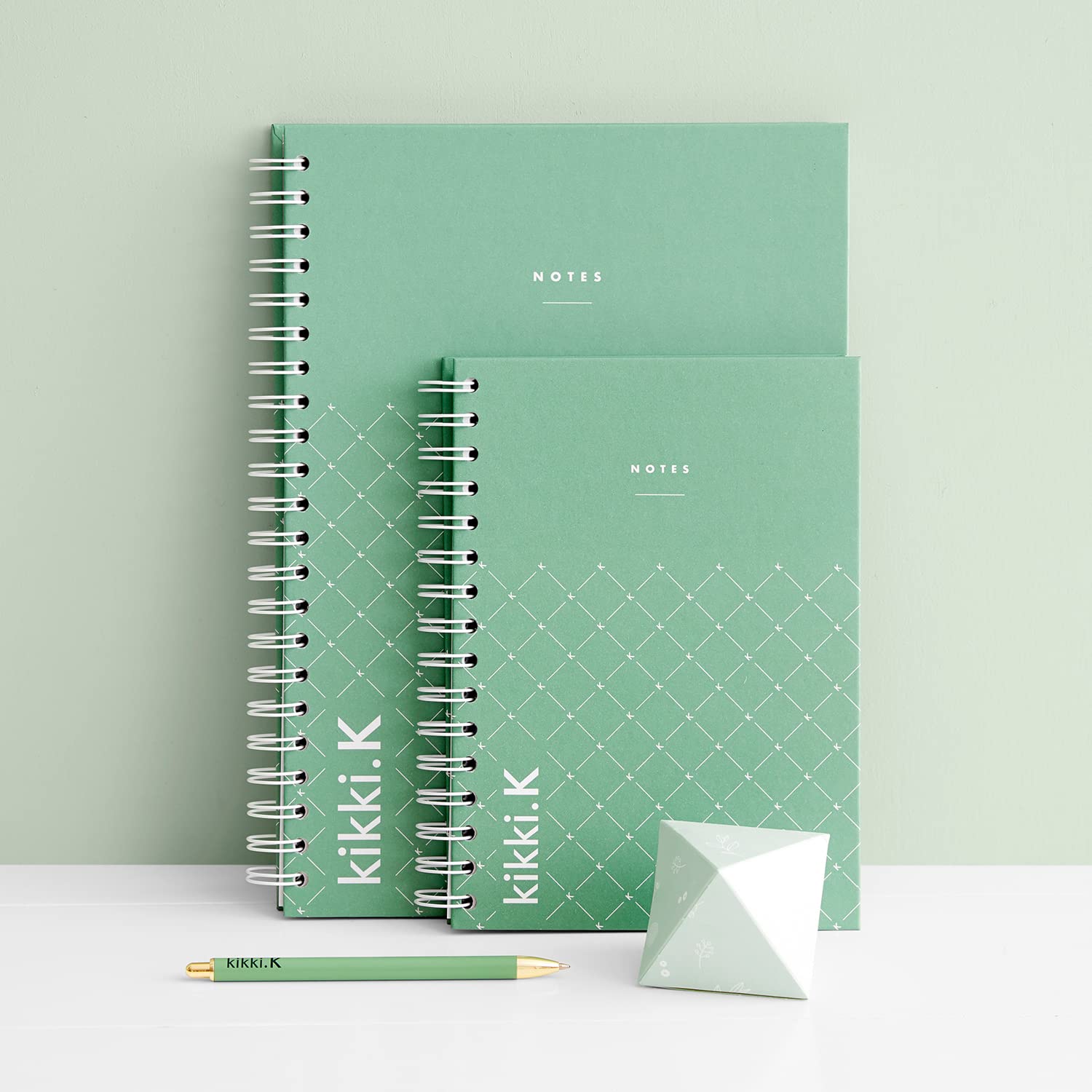 A4 Spiral Coiled Lined Everything Notebook - Thyme: Essentials. 152 Pages of Quality Lined Paper. Subject and Date Headers. Sturdy Hardcover Front and Back Designed by kikki.K