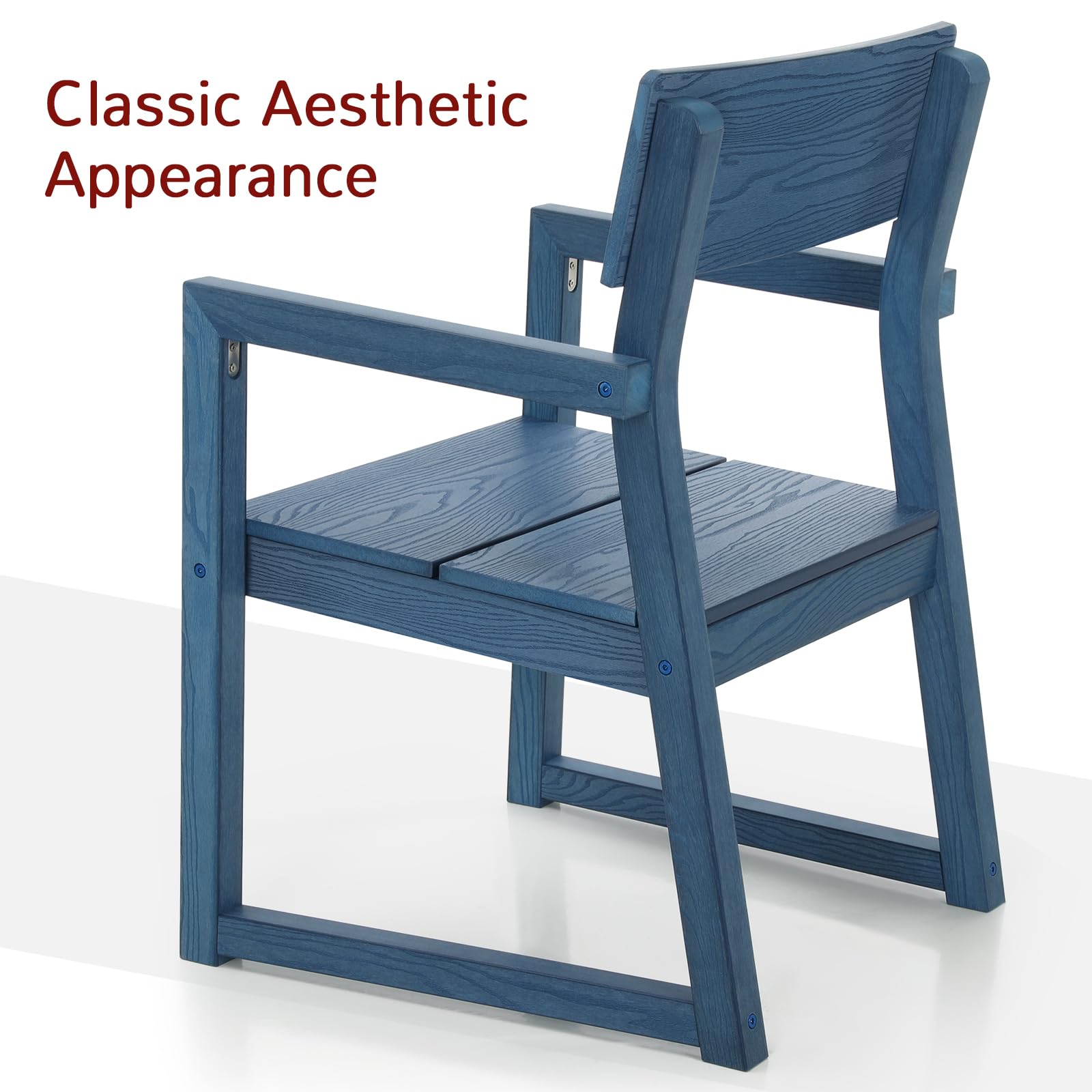 All-Weather Outdoor Chairs, Patio Dining Chair with Curved Backrest, 400 lbs Support Garden Chair, Black