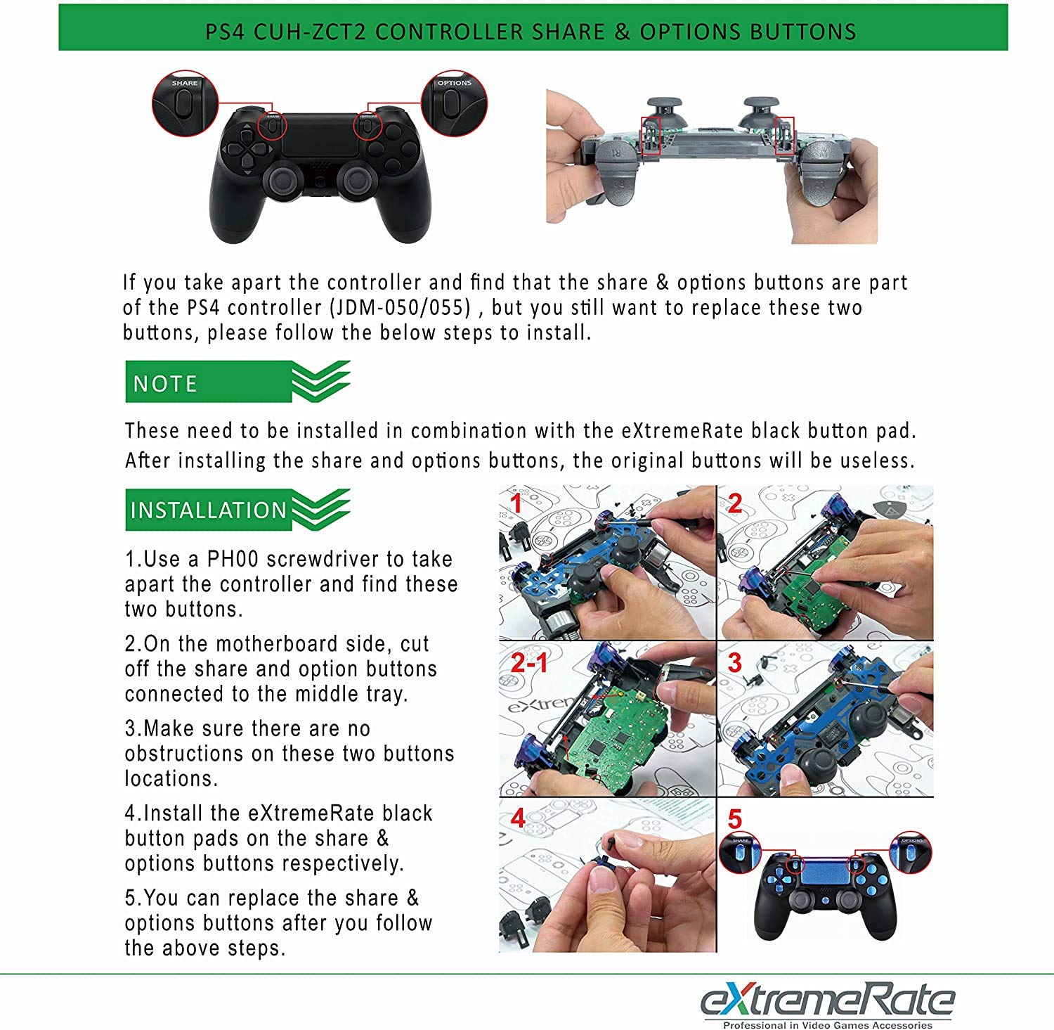 eXtremeRate 7 Colors 9 Modes Button Control DTFS (DTF 2.0) LED Kit, Chrome Gold Classical Symbols Multi-Colors Luminated D-pad Thumbsticks Face Buttons for PS4 Controller - Controller NOT Included