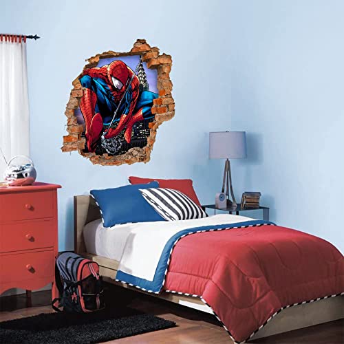 Kids Cartoon Wall Decal Peel and Stick Removable Cute Super Hero Stickers for Spiderman Room Wall Decor Decals Kids Themed Room Stickers
