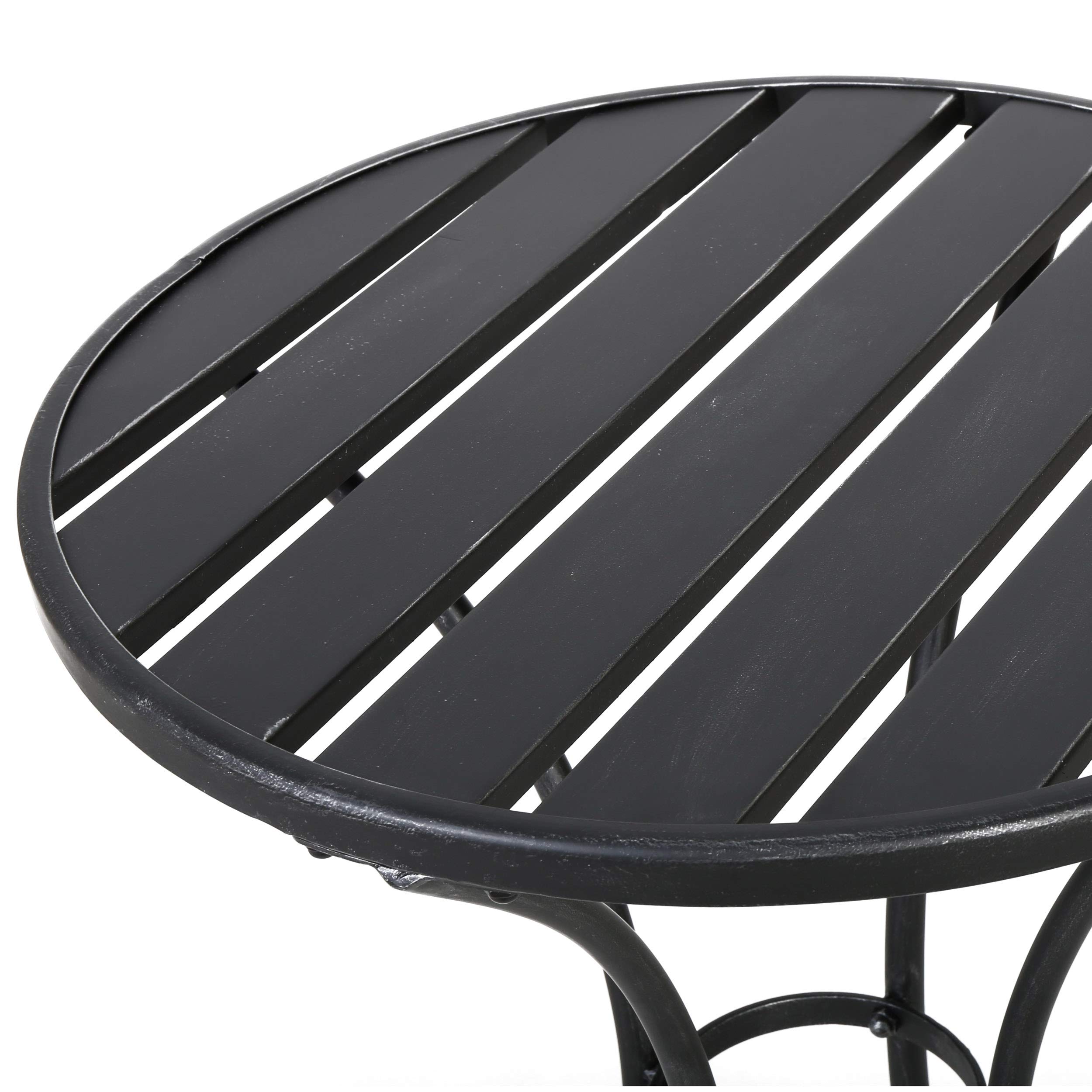 Christopher Knight Home Colmar Outdoor Metal Bistro Set, 3-Pcs Set, Black With Silver