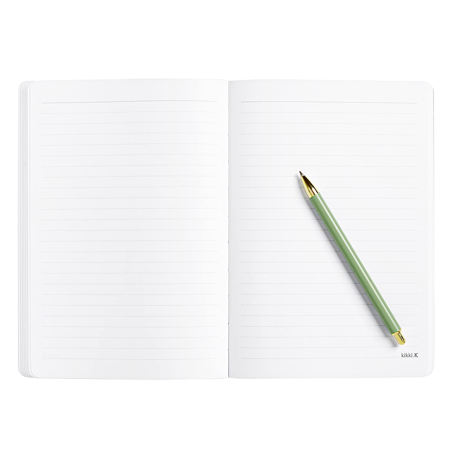 A5 Lined Notebook - Thyme: Essentials. 152 Pages of Quality Lined Textured Paper. Fits A5 Leather Items. Fabric Spine and Gold Foil Detailing by kikki.K