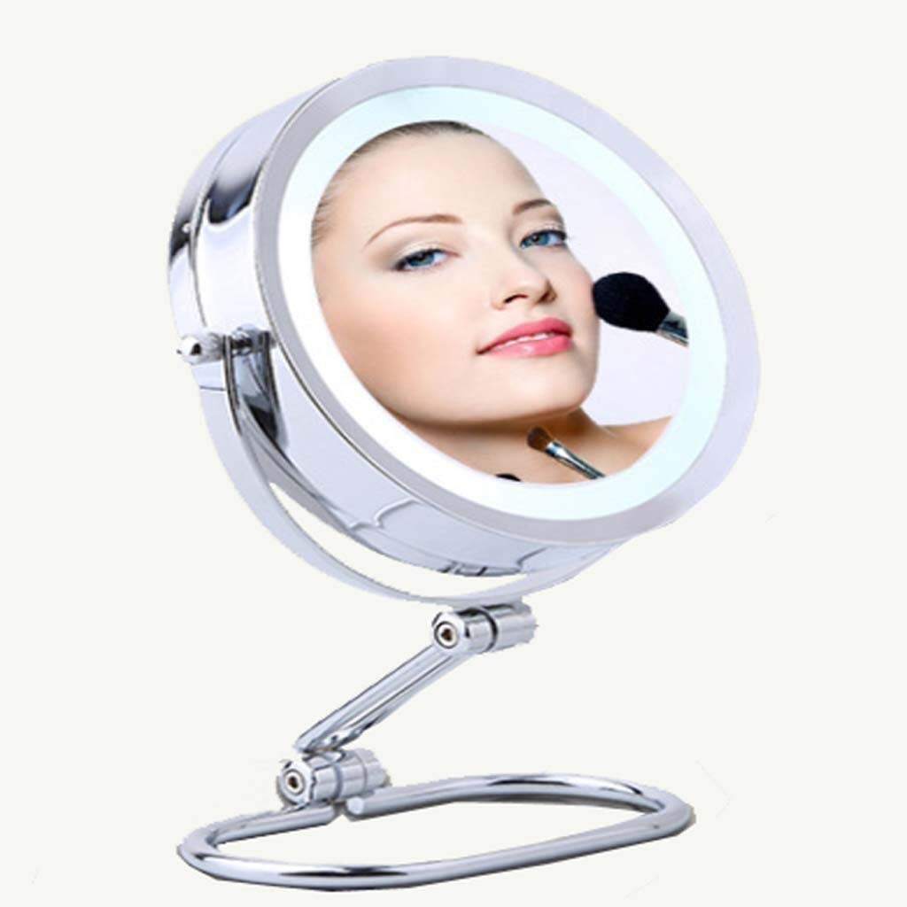 KONGZIR Bathroom Vanity Mirrors Travel Mirrors,Lighted Magnifying Mirror 10X with Natural LED Lights, Portable Lighting Vanity Mirror for Bathroom and Travel,Bathroom Mirrors Makeup Mirror