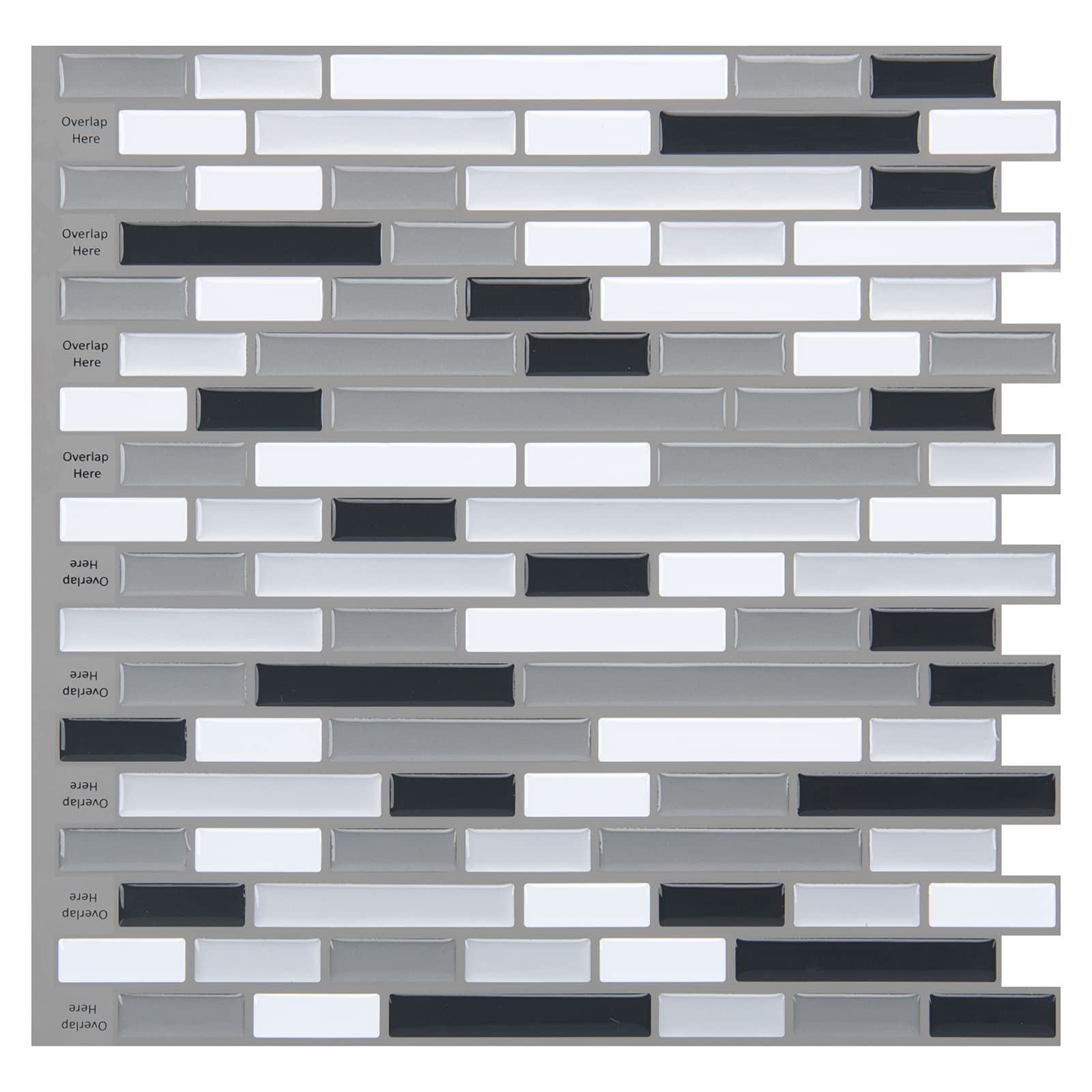 Art3d 12" x 12" Peel and Stick Tile Kitchen Backsplash Sticker Gray Brick (6 Tiles)