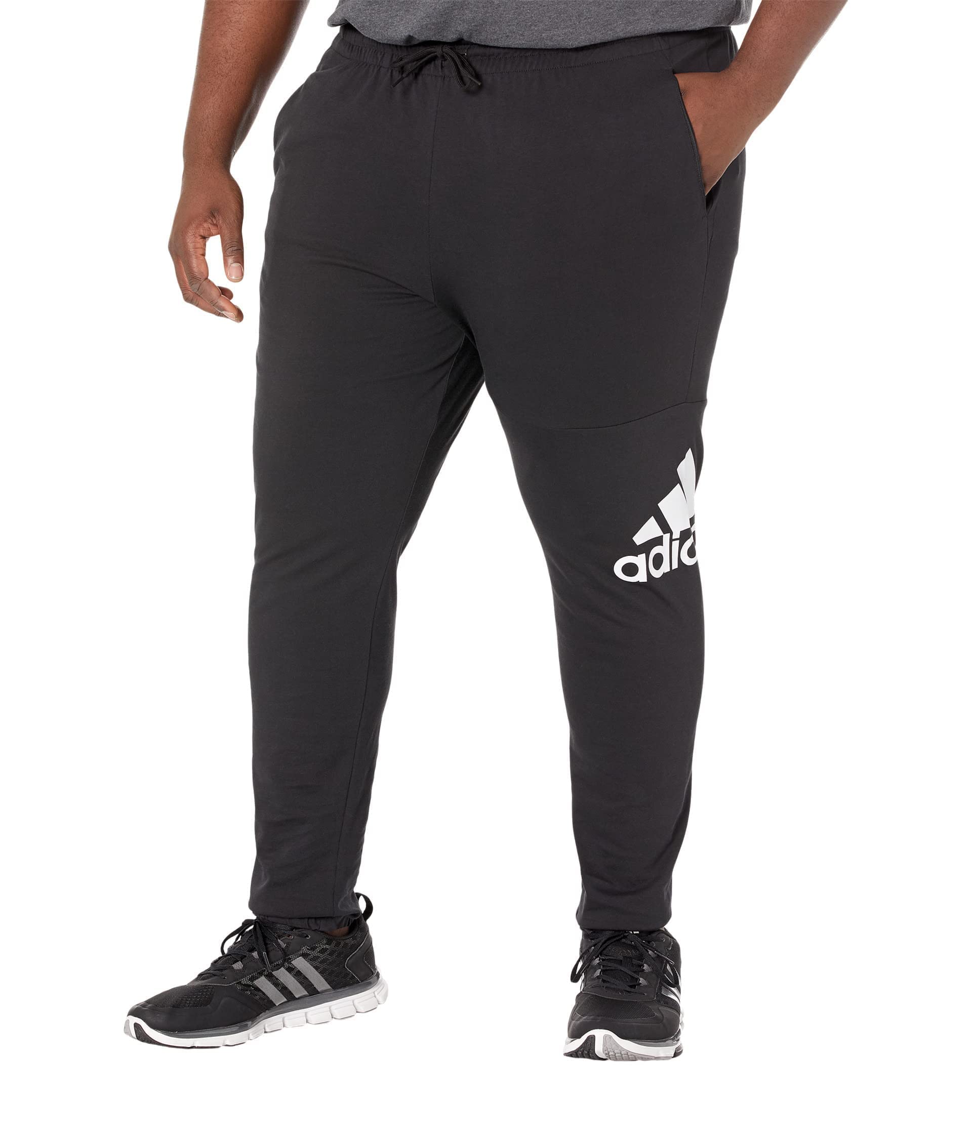 adidas Men's Essentials Single Jersey Tapered Badge of Sport Pants, Black, X-Large