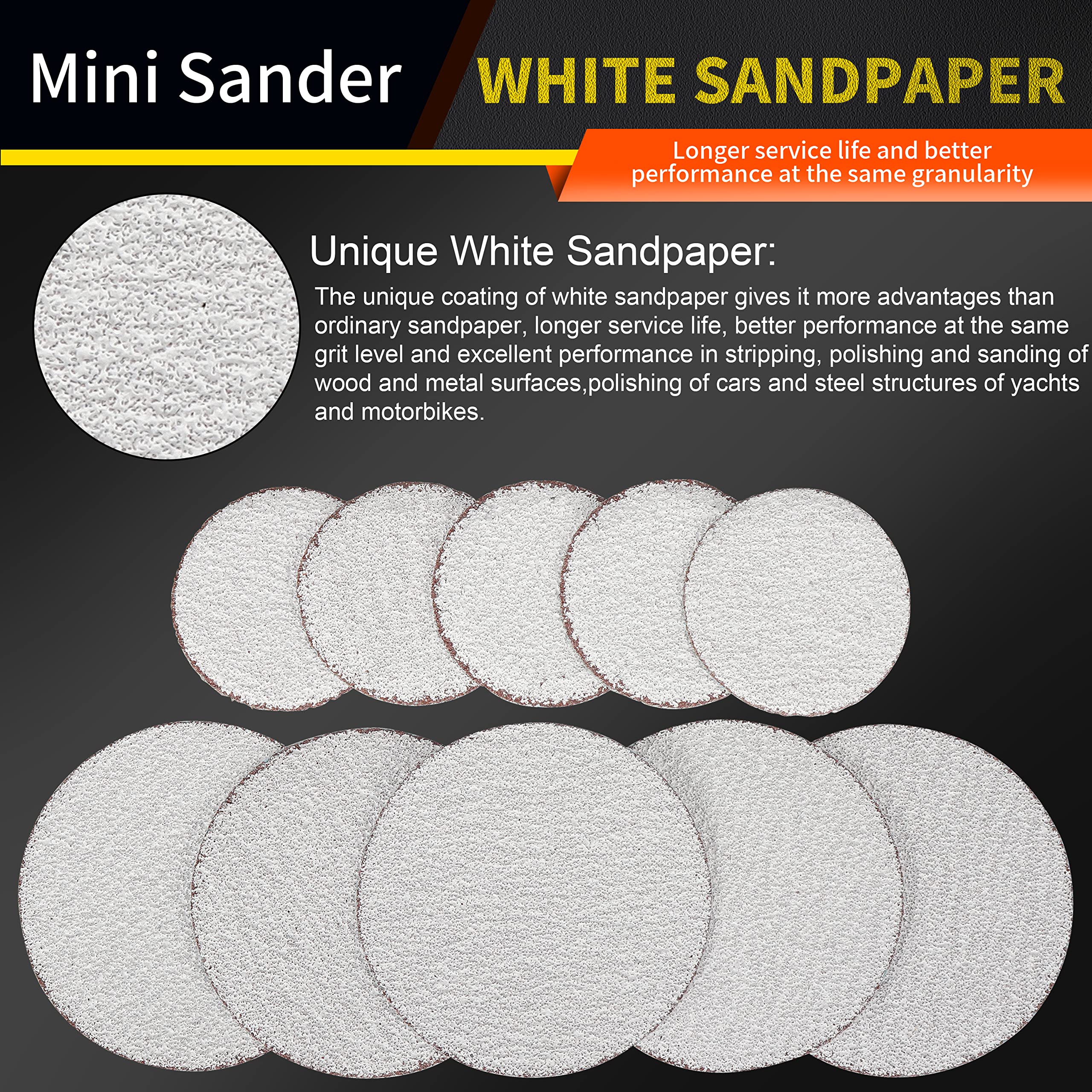 BAINUO 1/2/3 Inch Mini Air Angle Sander Air Random Orbital Palm Sander Grinder for Auto Body Work, High Speed Air Powered Sanders & Polisher with 27 Polishing Pads Buffing Pads and 30 Sandpapers