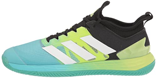 adidas Women's Adizero Ubersonic 4 Clay Tennis Shoe, Black/White/Pulse Lime, 8.5