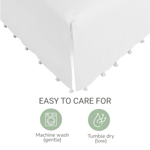 Tadpoles Crib Skirt with Tassel | 28" x 52" with a 14" Drop | Made of 100% Softly Brushed Microfiber Polyester | Easy to Care for | Soft, Smooth, Breathable & Durable | Ideal for Babies | White