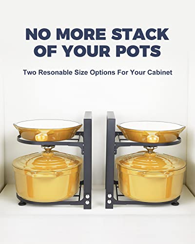 BRONYPRO Adjustable Pot and Pan Organizer for Small Cabinet , Rustproof Storage Organizer Rack for Cast-iron Pots Pans with 2 Slots, for Skillets, Frying Pan, Pot Lids, Kitchen Must Have (Black,2 Pieces)