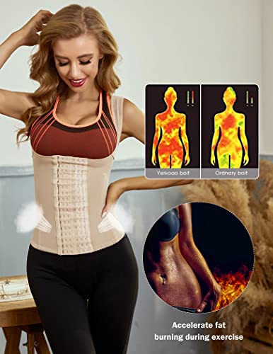 Ekouaer Mesh Waist Trainer Womens Waist Training Cincher, Nude, S fit 29-31 Inch Waistline