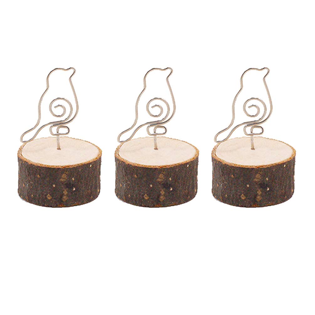 Amosfun 12 Pcs Wooden Table Name Number Holder Photo Picture Menu Note Memo Clips Holder for Wedding Office Christmas Table Decorations (Bird Shape)