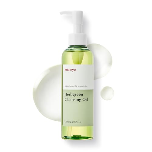 ma:nyo Herb Green Cleansing Oil 6.7 fl oz (200ml) Korean Facial Cleanser, Daily Makeup Remover for Women, Effective Cleansing Without Clogging Pores, with Artemisa, Tea Tree