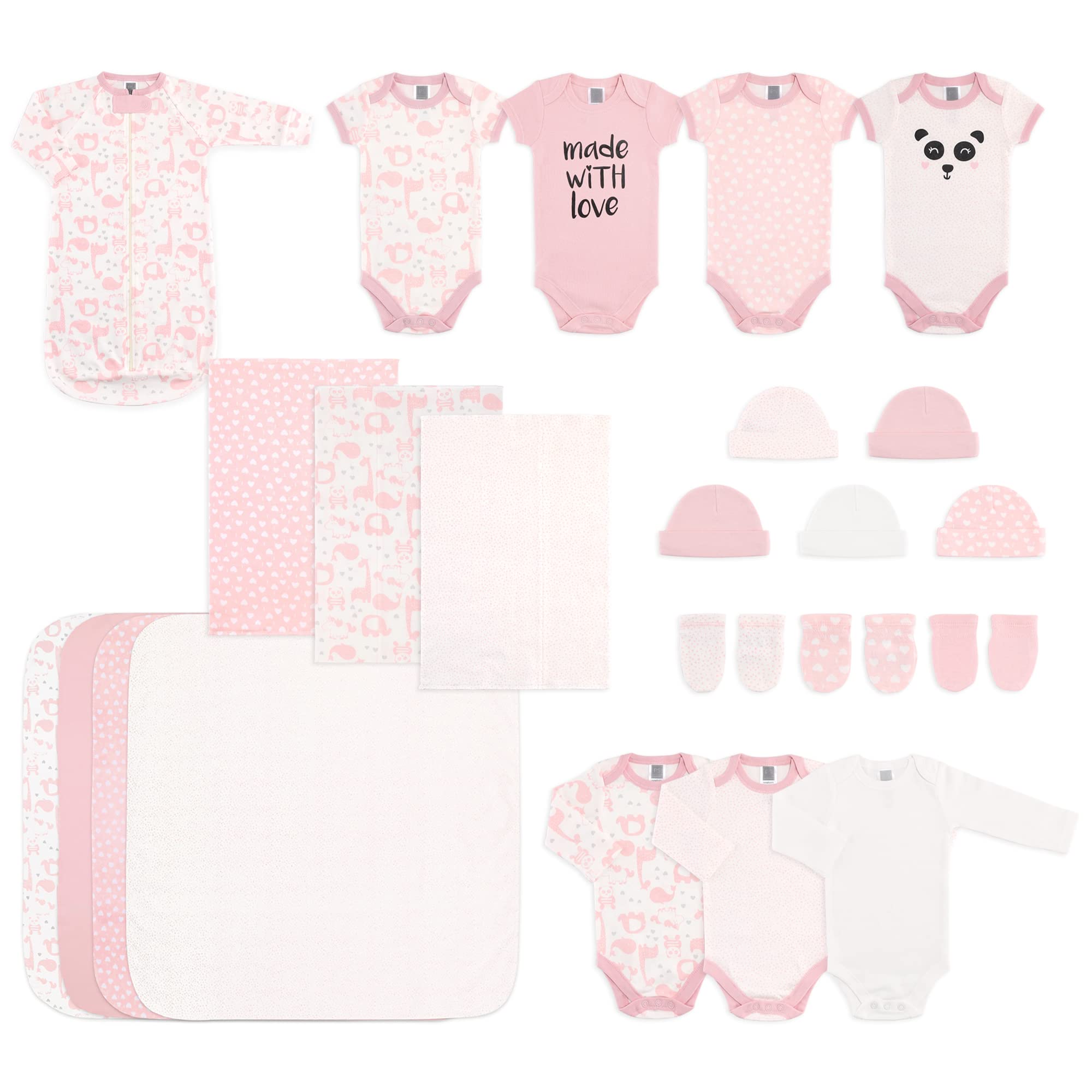 The Peanutshell Newborn Essentials Layette Gift Set for Baby Girls, 23 Piece, Fits Newborns to 3 Month