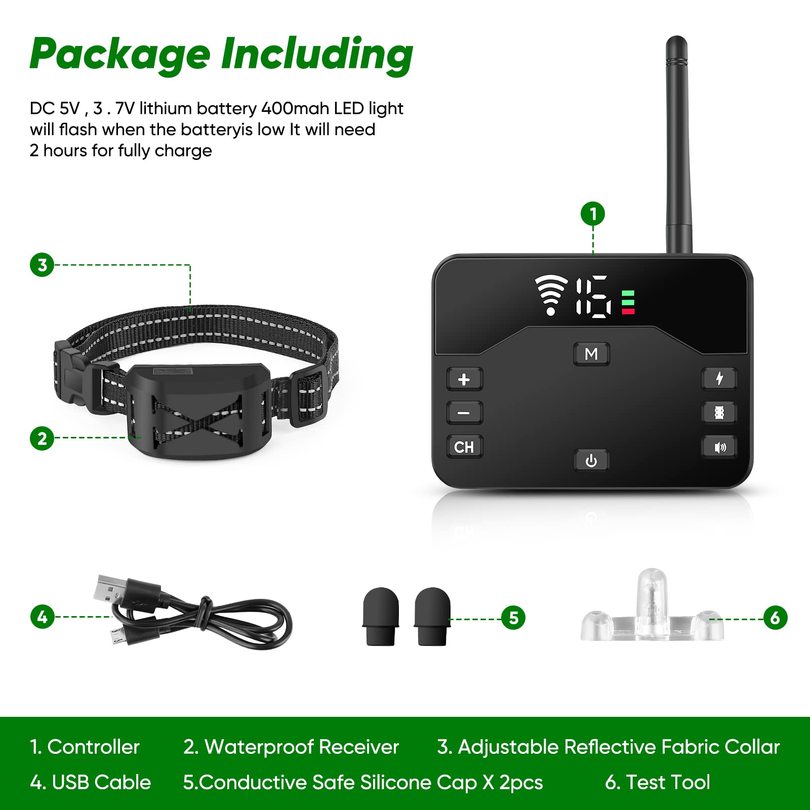 ABHY Electric Dog Fence, 2023 Wireless Dog Collar Fence System,Rechargeable Pet Containment System, Outdoor Remote Training Collar, Adjustable Shock Collar for Large and Medium Dogs
