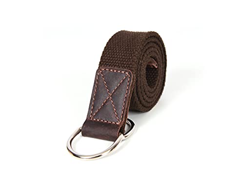 Aaron Leather Goods Canvas Belt with D-ring for men & women 1 or 3 pcs Black Brown Green (Walnut, Medium (34"-38" Waist))